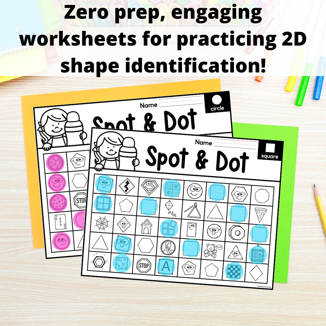 2D Shapes Worksheets - Shape Identification Dot Marker Pages | Made By ...