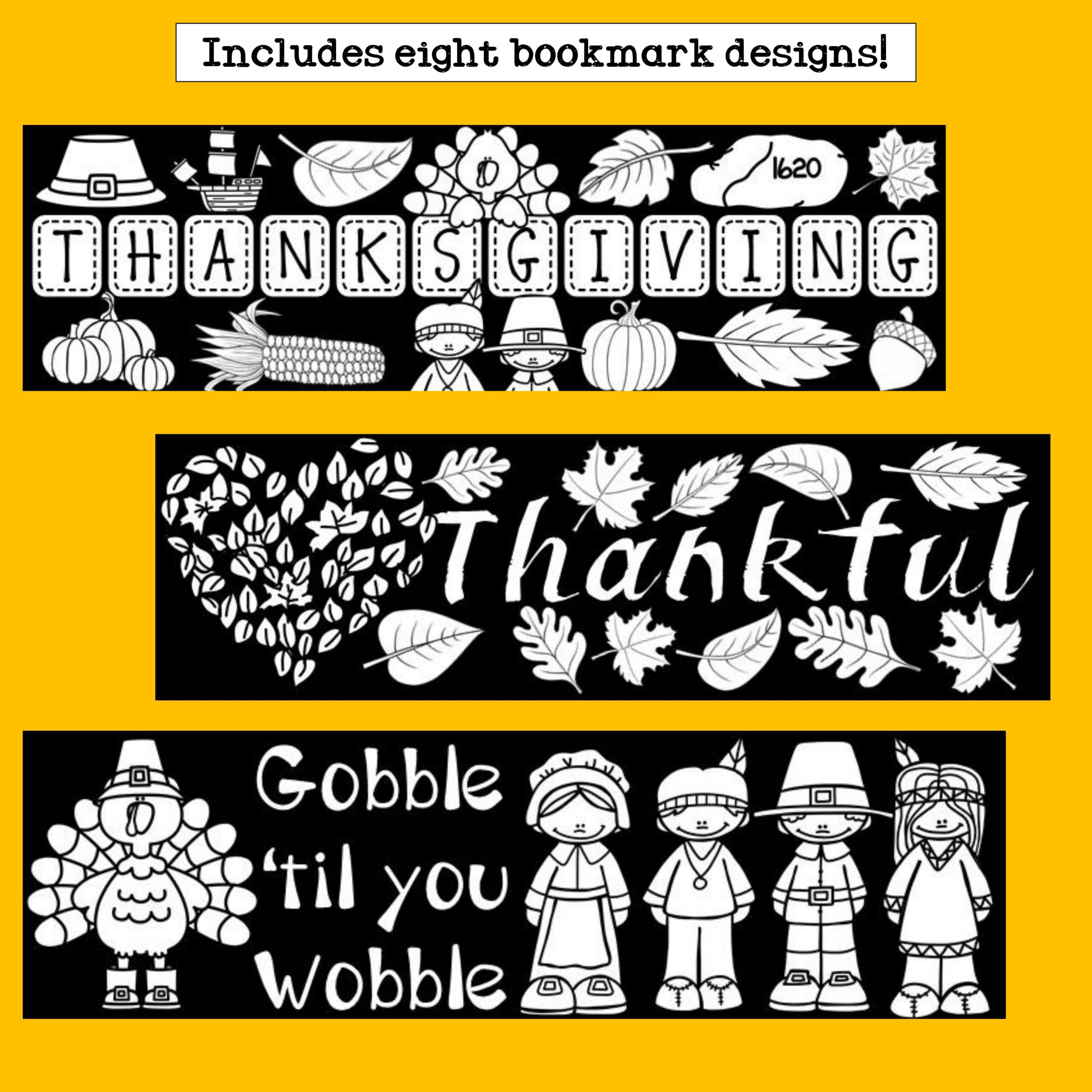 Thanksgiving Cut n' Color Bookmarks: Black and White AND Full Color ...