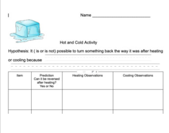 2nd Grade Science Lesson Object Pieces, Heating/Cooling 2.PS1.3,1.4 OAS ...