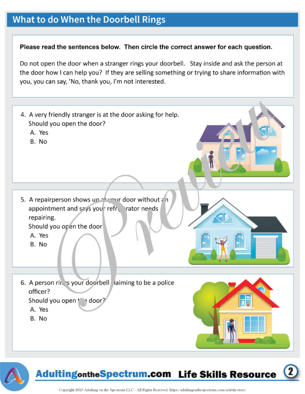 What to do When the Doorbell Rings No-Prep SPED Independent Living ...