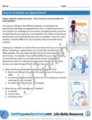 How to Schedule an Appointment No-Prep SPED Independent Living Skills ...