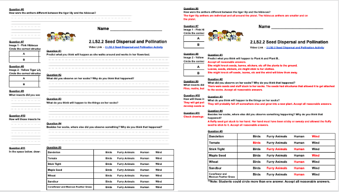 2nd Grade Science Video Lab Activity 2.LS2.2 Seed Dispersal ...
