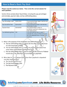 Money Management Life Skills Activity - How to Read a Basic Pay Stub ...