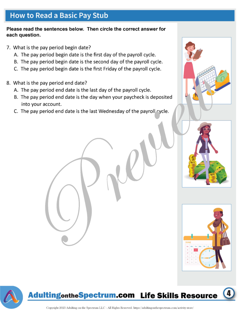 How to Read a Basic Pay Stub No-Prep SPED Independent Living Skills ...