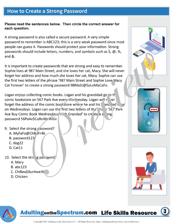 How to Create a Strong Password No-Prep SPED Independent Living Skills ...