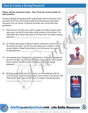 How to Create a Strong Password No-Prep SPED Independent Living Skills ...