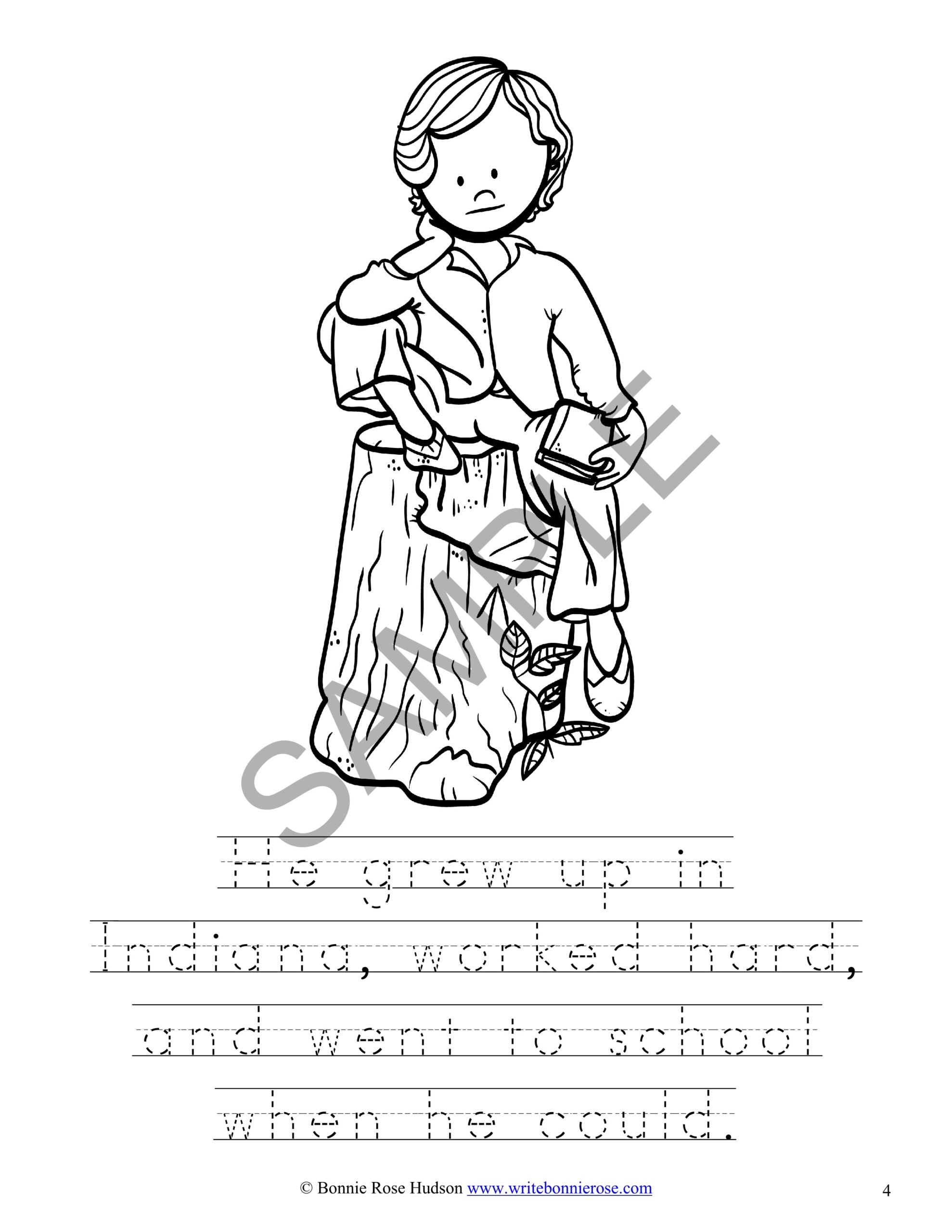 Abraham Lincoln Coloring Book-Level B | Made By Teachers