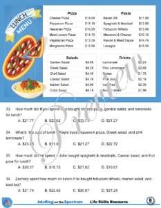Money Math Life Skills Worksheet - Level 1 Reading Menus | Made By Teachers