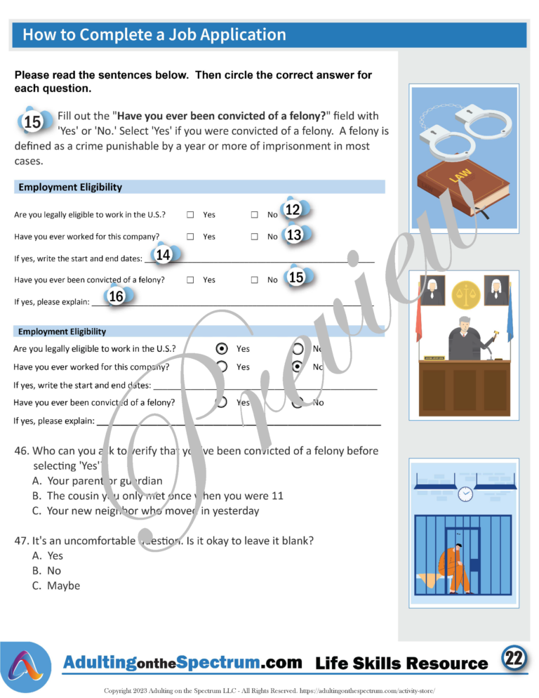 How to Fill Out a Job Application No-Prep SPED Independent Living ...