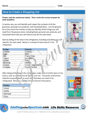 How to Create a Shopping List No-Prep SPED Independent Living Skills ...