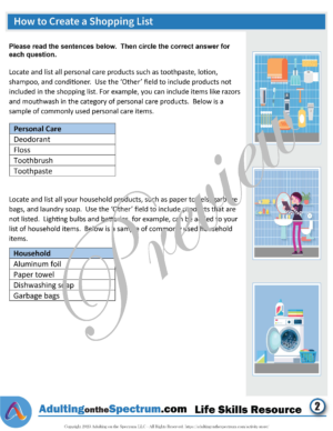 How to Create a Shopping List No-Prep SPED Independent Living Skills ...