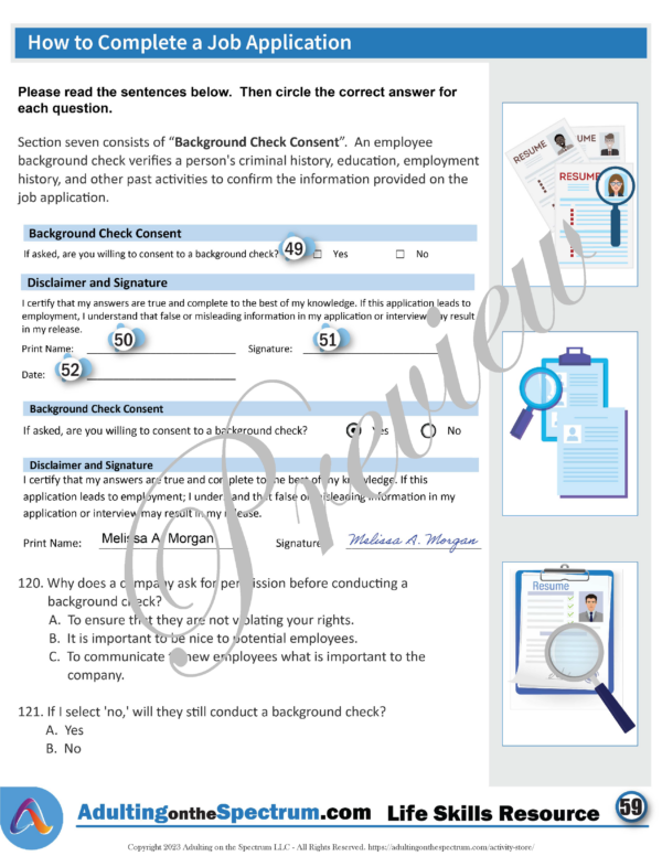 How to Fill Out a Job Application No-Prep SPED Independent Living ...