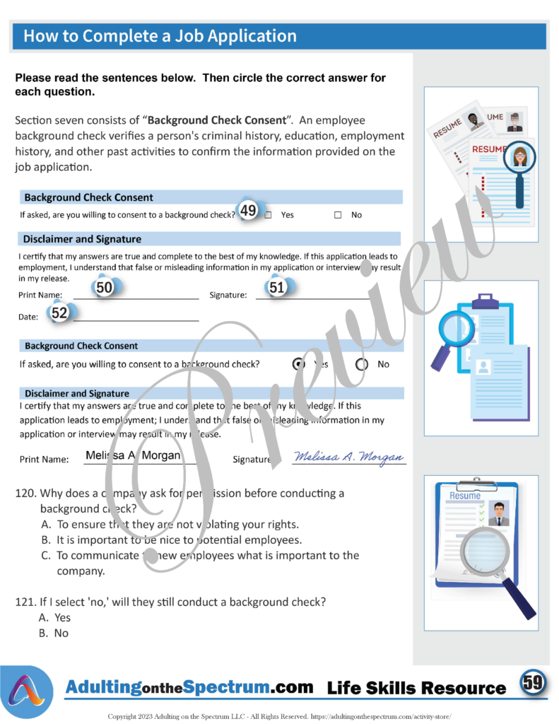 How to Fill Out a Job Application No-Prep SPED Independent Living ...