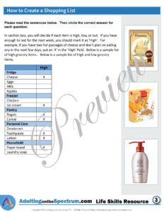How to Create a Shopping List No-Prep SPED Independent Living Skills ...