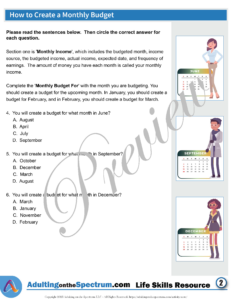 Money Management Life Skills Activity - How to Create a Monthly Budget ...