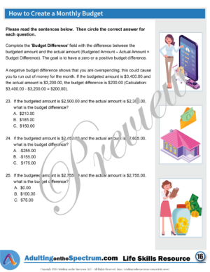 How to Create a Monthly Budget No-Prep SPED Independent Living Skills ...