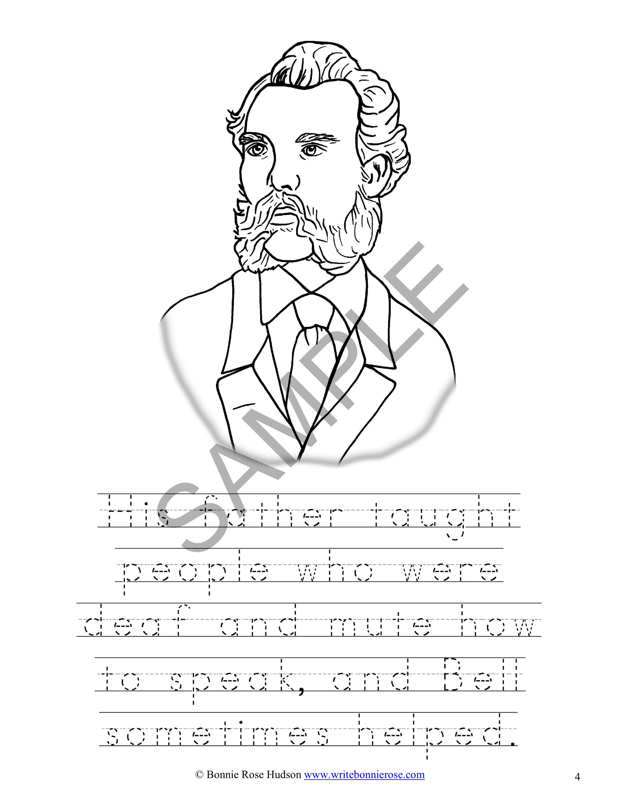 Alexander Graham Bell Coloring Book-Level B | Made By Teachers