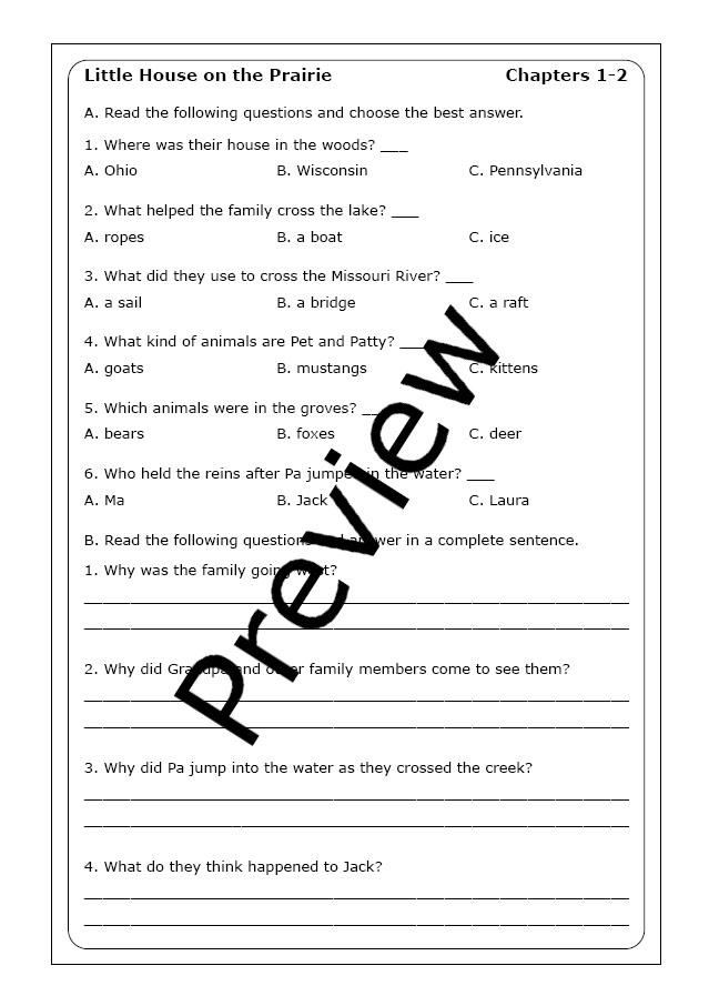 Laura Ingalls Wilder "Little House on the Prairie" worksheets | Made By ...