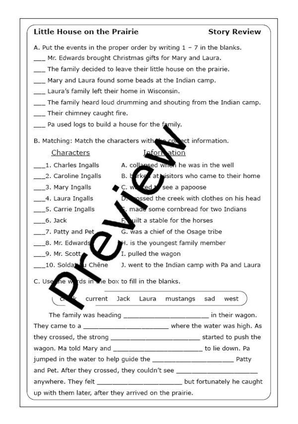 Laura Ingalls Wilder "Little House on the Prairie" worksheets | Made By ...