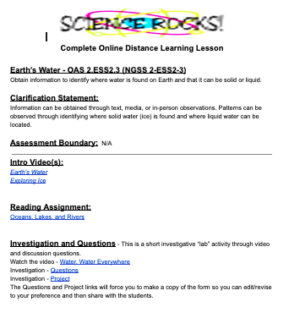 Complete Online Distance Learning Earth's Water 2.ESS2.3, 2-ESS2-3 ...