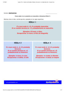 Gender and Number of Nouns – Introduction to Articles Lesson Plan for ...