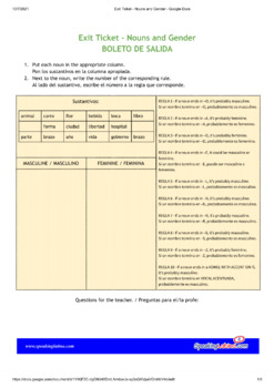 Gender and Number of Nouns – Introduction to Articles Lesson Plan for ...