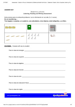 Gender of Nouns, Definite and Indefinite Articles: Classroom Objects ...