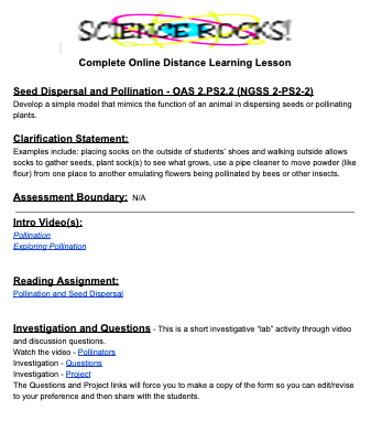 Complete Online Distance Learning Seed Dispersal & Pollination 2.LS2.2 ...