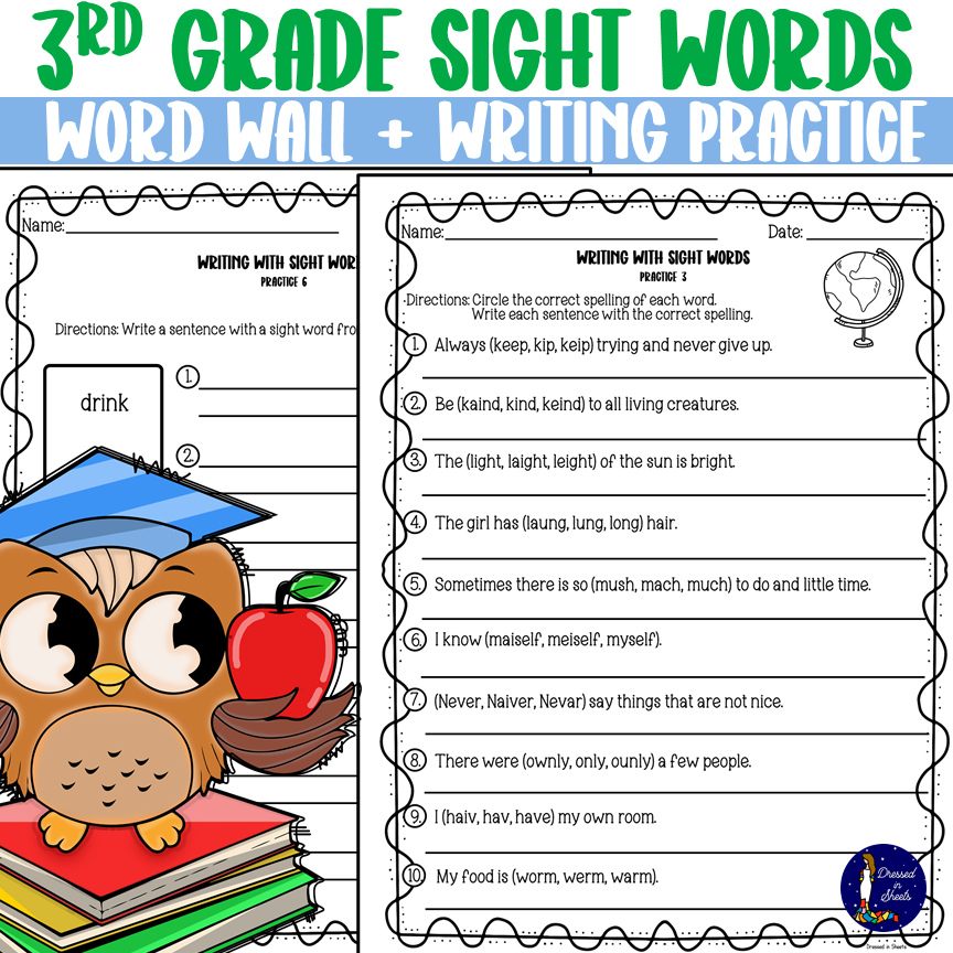 3rd Grade Sight Words Word Wall Handouts and Writing Practice | Made By ...