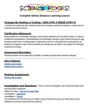 Complete Online Distance Learning Changes By Heating or Cooling 2.PS1.4 ...