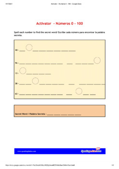 Numbers 1-100, Add and Subtract Lesson Plan for Spanish 1 | Made By ...
