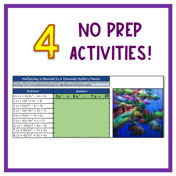 Multiplying Polynomials Activities Digital Resource Bundle | Made By ...