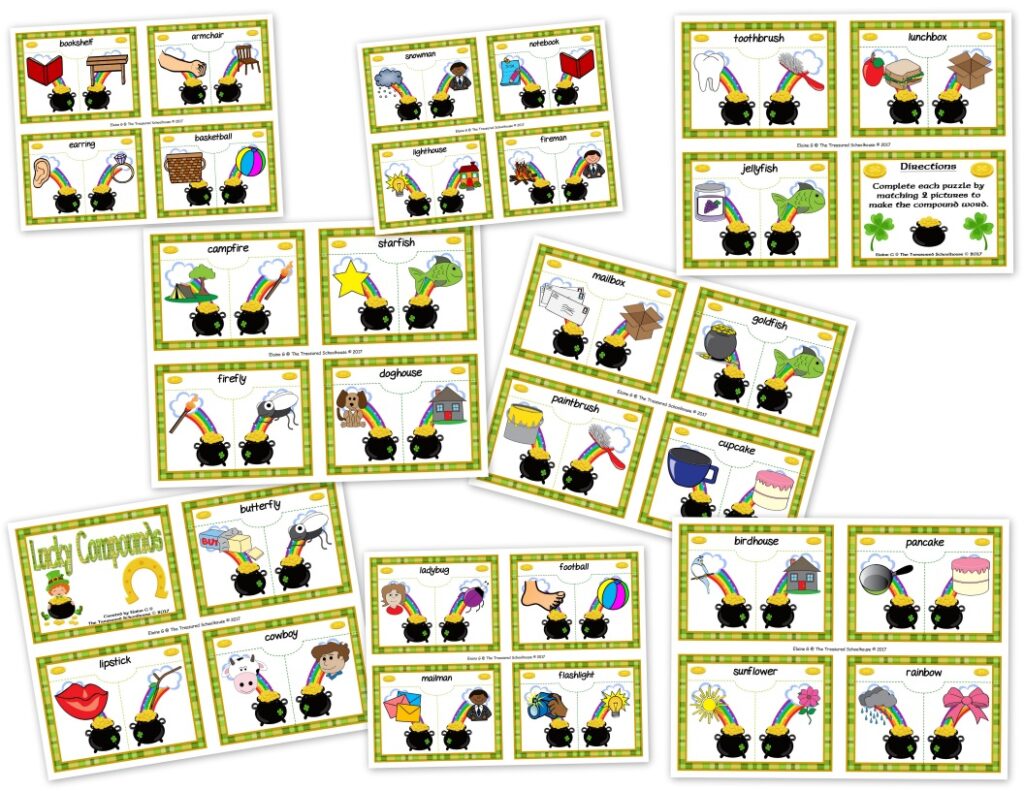 Compound Word Puzzle Cards and Worksheets for St. Patrick's Day | Made ...