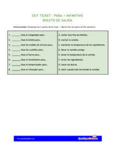 Para + Infinitive – Kitchen Gadgets Lesson Plan for Spanish 1 | Made By ...