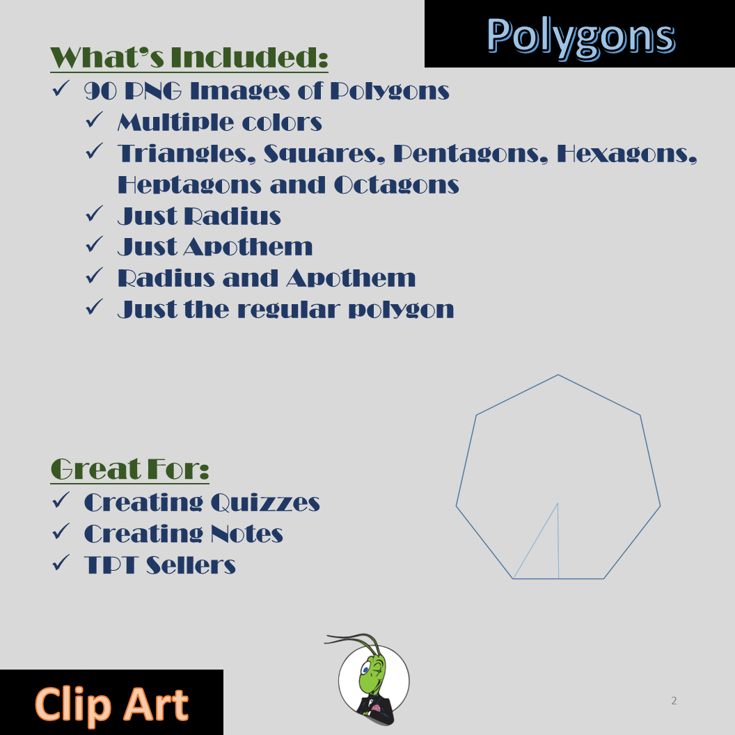 Regular Polygons Clip Art for Geometry and Commercial Use | Made By ...