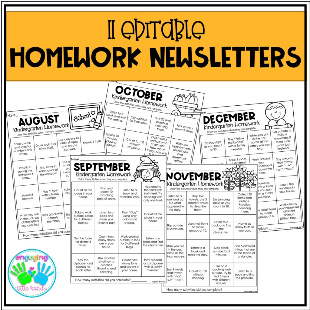 Kindergarten Homework Newsletters | Made By Teachers