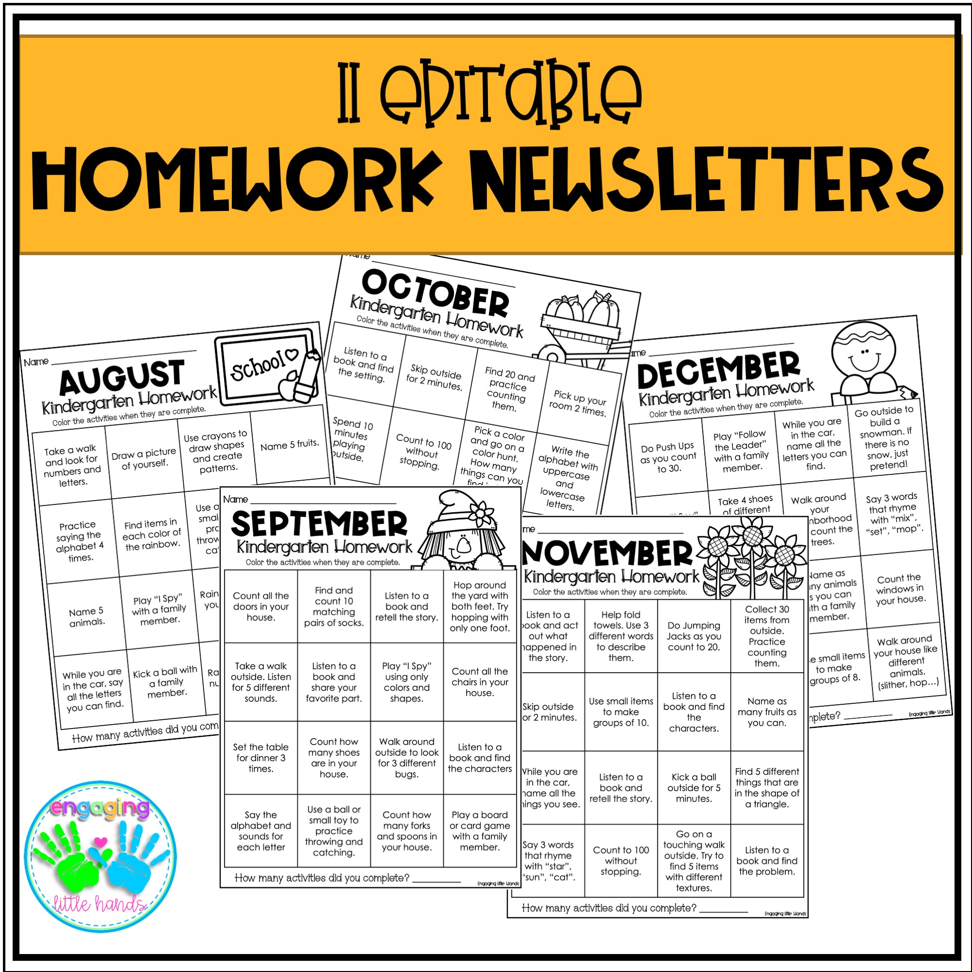 Kindergarten Homework Newsletters | Made By Teachers