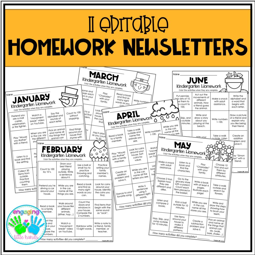Kindergarten Homework Newsletters | Made By Teachers