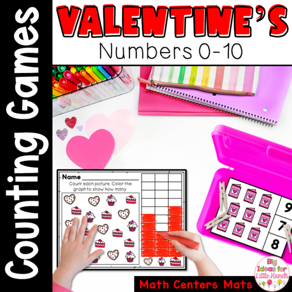 Valentines Day Counting Worksheet Numbers 0-10 | February Kindergarten ...