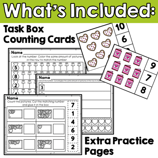 Valentines Day Counting Worksheet Numbers 0-10 | February Kindergarten ...