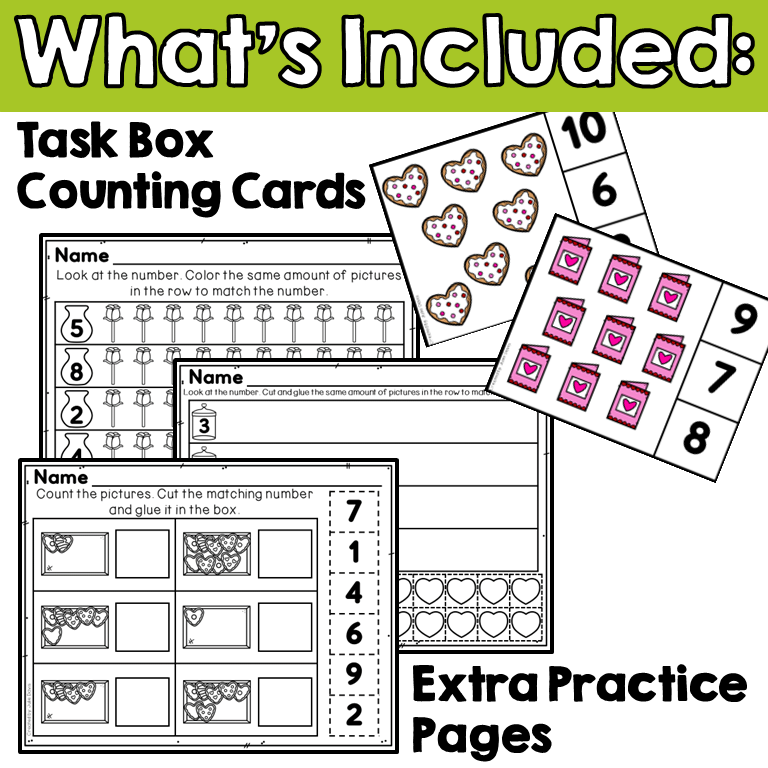 Valentines Day Counting Worksheet Numbers 0-10 | February Kindergarten ...