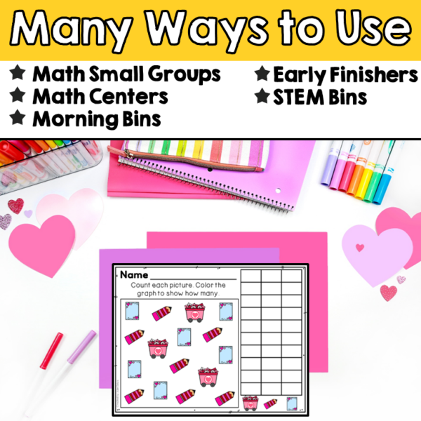 Valentines Day Counting Worksheet Numbers 0-10 | February Kindergarten ...