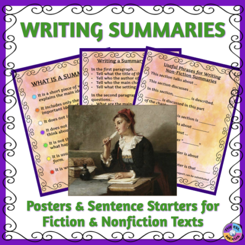 Writing Summaries - Posters & Sentence Starters for ELLs & Other ...