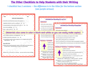 Editing and Revising Paragraphs - Posters & Checklists for ELLs & Other Writers | Made By Teachers