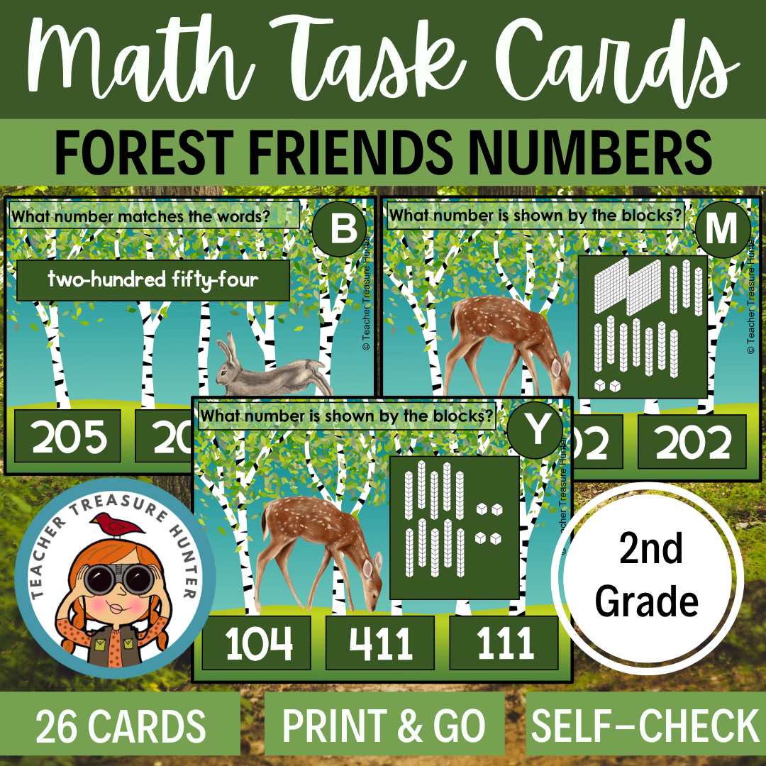 2nd grade math task cards for word form and picture form with base ten ...