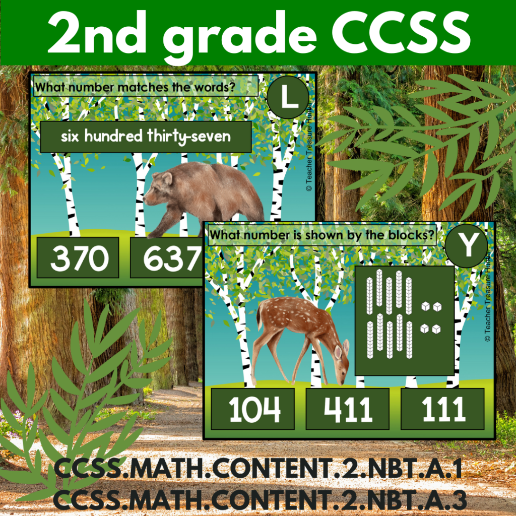 2nd Grade Math Task Cards For Word Form And Picture Form With Base Ten 