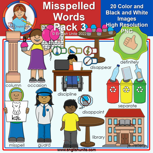 Clip Art - Common Misspelled Words Pack 1 (Copy) | Made By Teachers