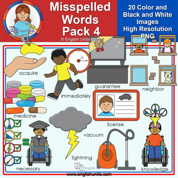 Clip Art - Common Misspelled Words Pack 4 | Made By Teachers