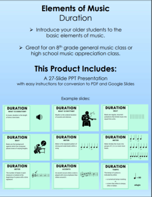 ELEMENTS OF MUSIC : RHYTHM & DURATION a High School Music Appreciation ...