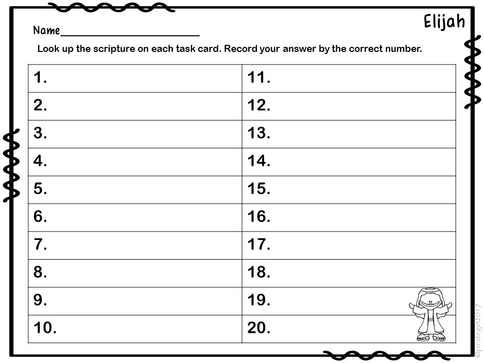 Bible Task Cards: Elijah | Made By Teachers